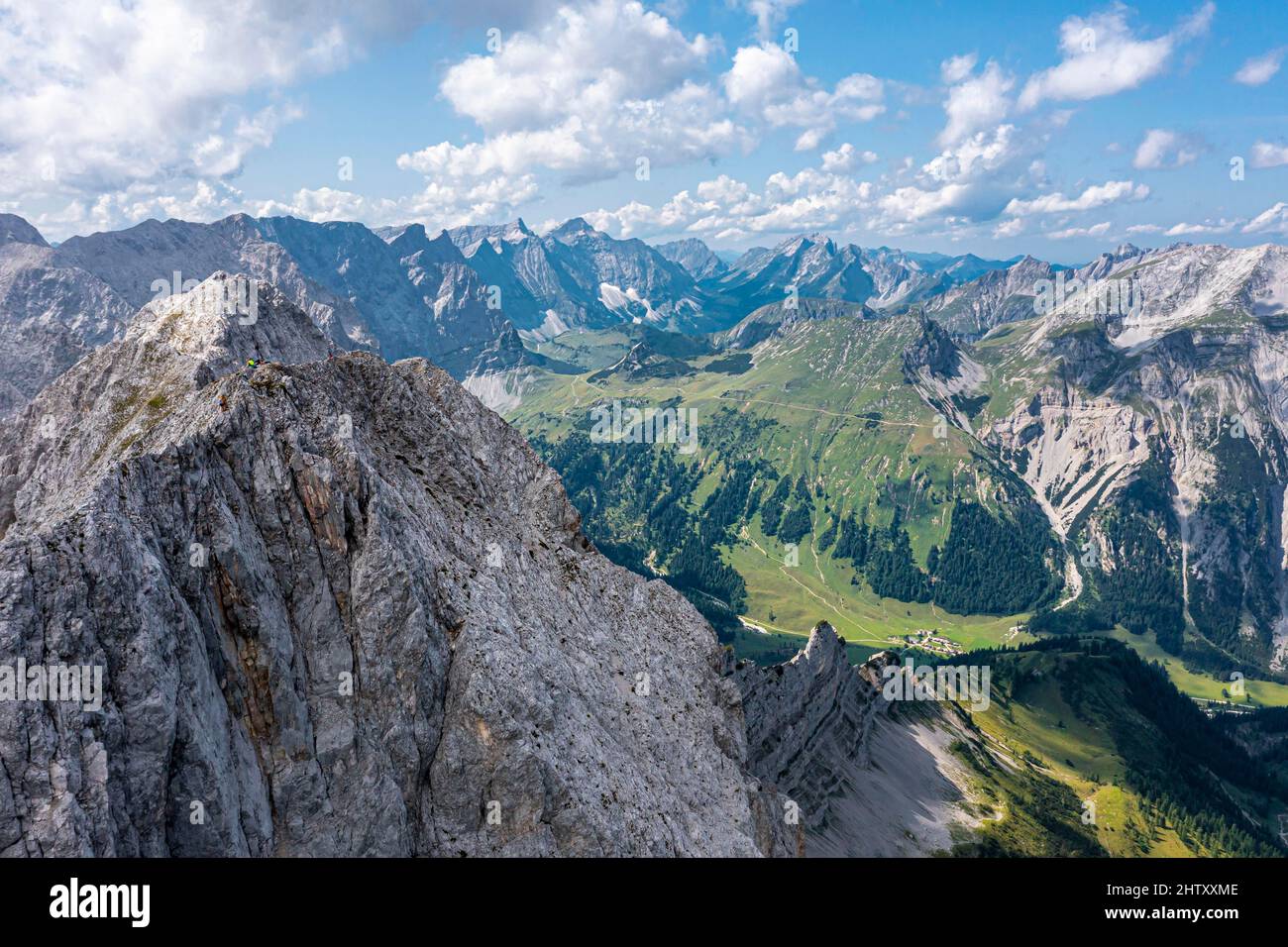 Mountain landscape, view over the Karwendel Mountains, Tyrol, Austria ...