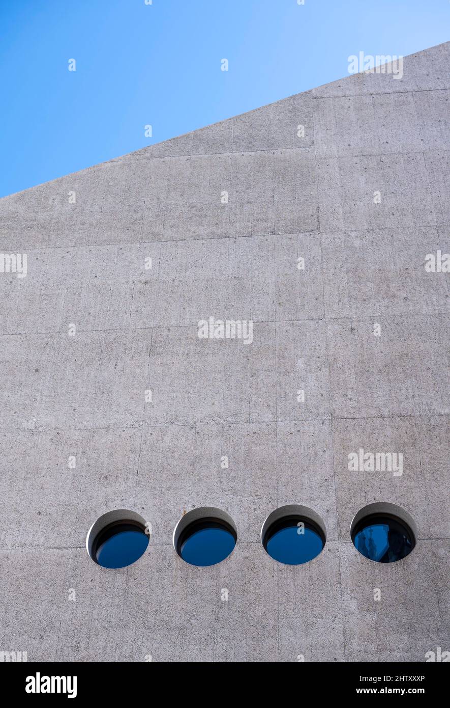 Eton facade with round windows, Swiss National Museum, Zurich ...