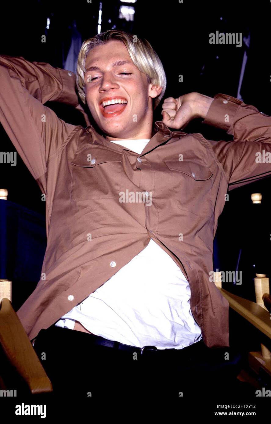Nick Carter of the Backstreet Boys performs for the filming of their ...