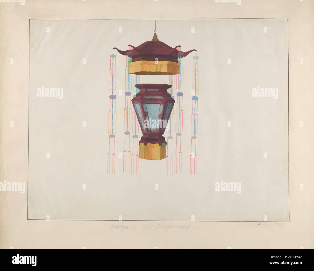 Art inspired by Design for a Hall Lamp, ca. 1800–1810, water color and ...