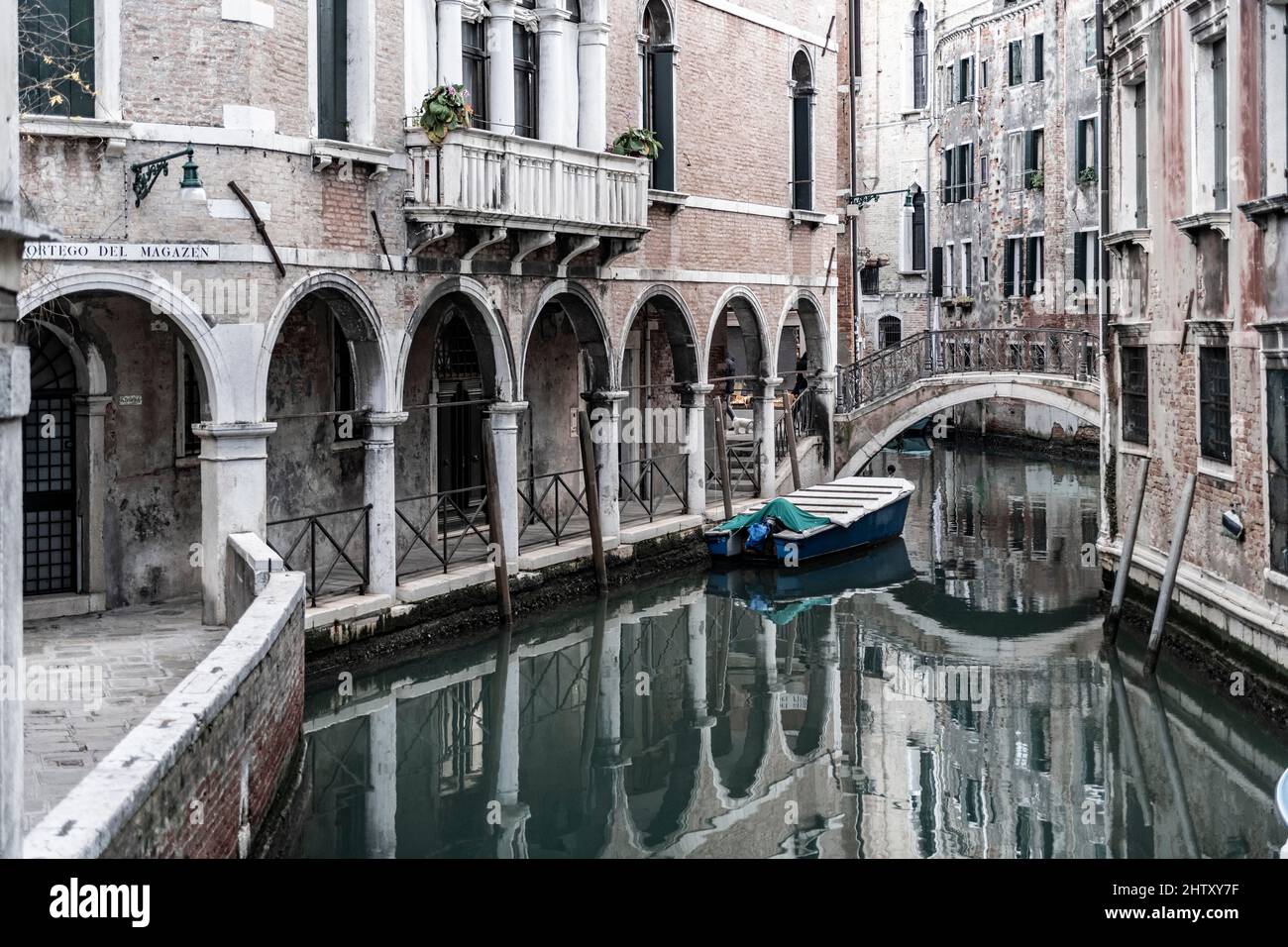 Venetian house facades with canal, Venice, Veneto, Italy Stock Photo ...