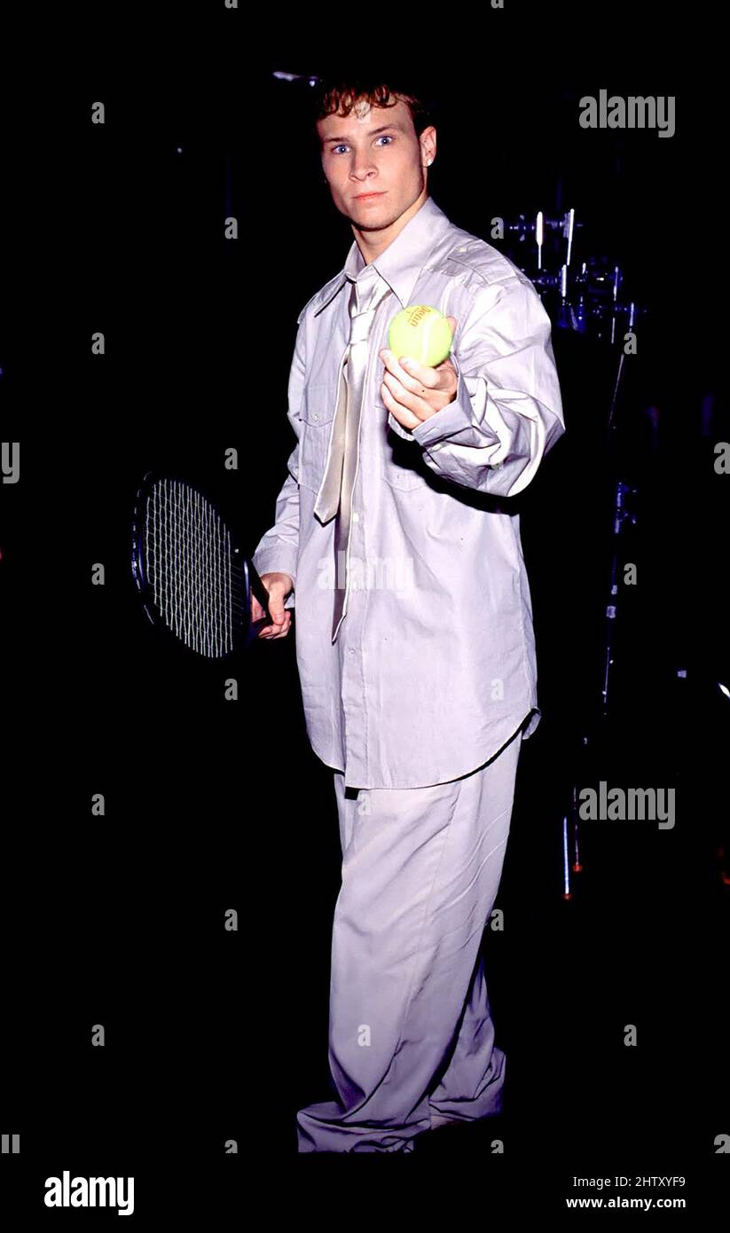 Brian Littrell of the Backstreet Boys performs for the filming of their ...