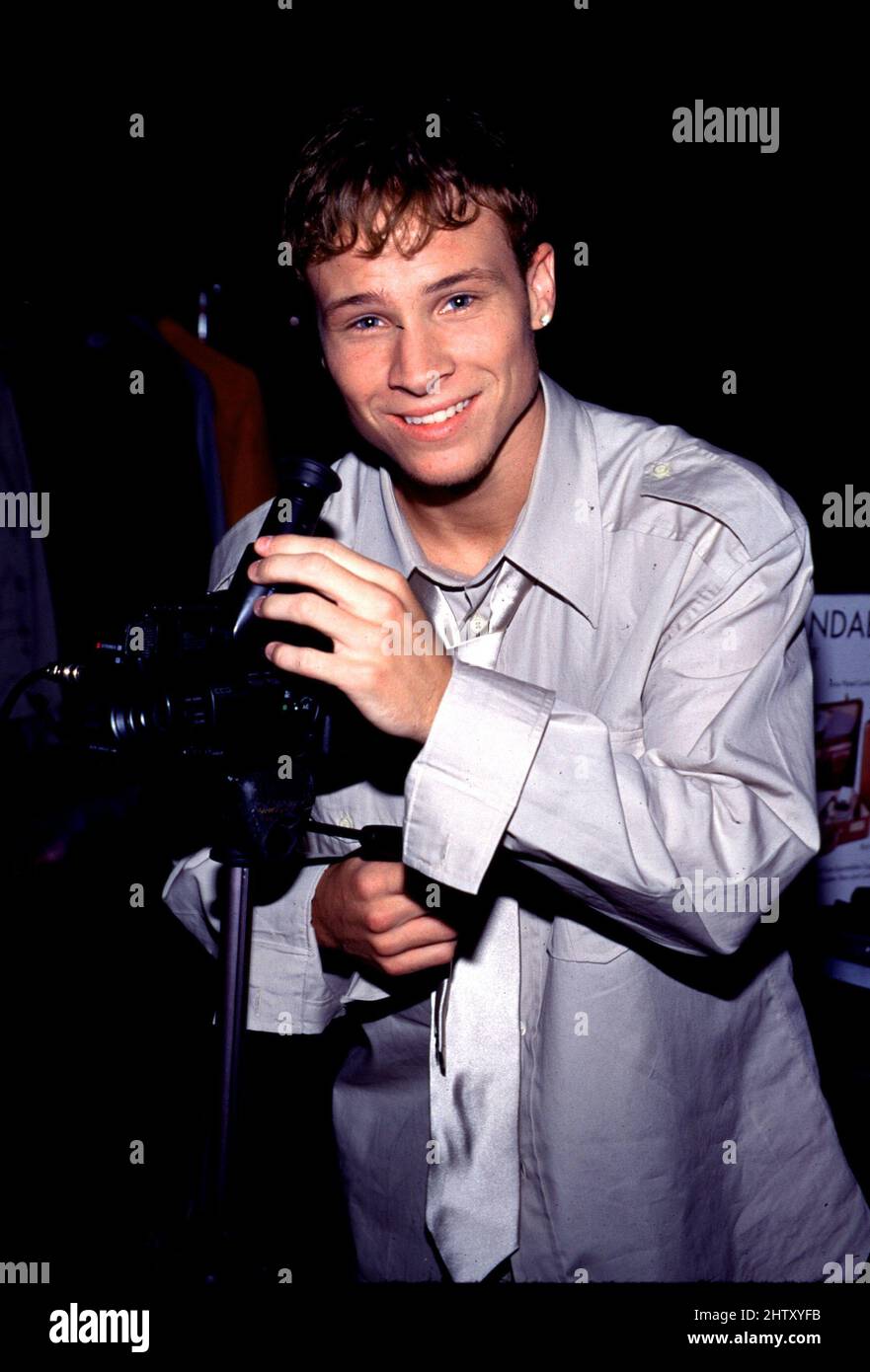 Brian Littrell of the Backstreet Boys performs for the filming of their ...