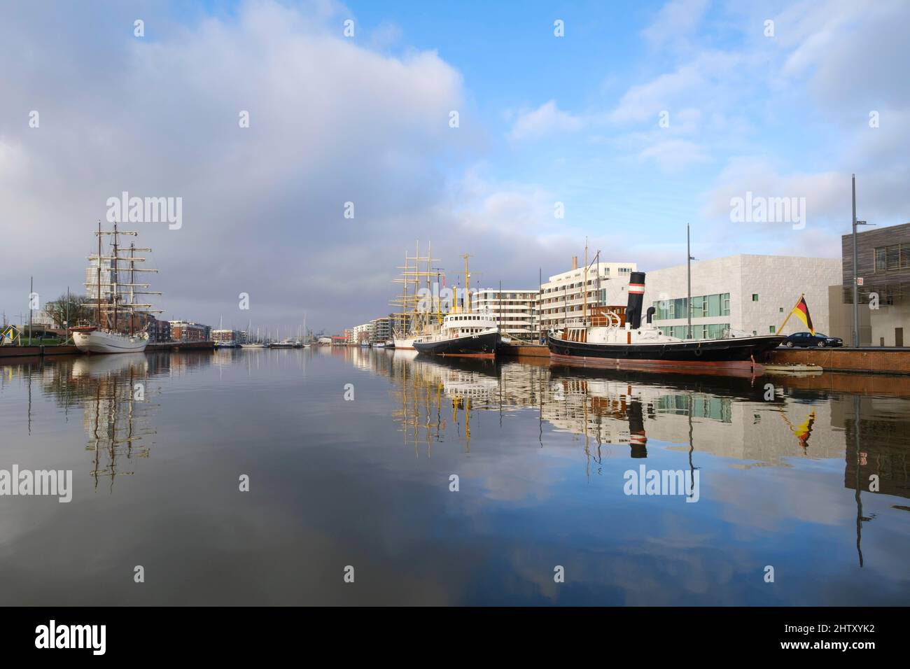 Traditional ships in the new harbour, Havenwelten, Bremerhaven, Bremen ...