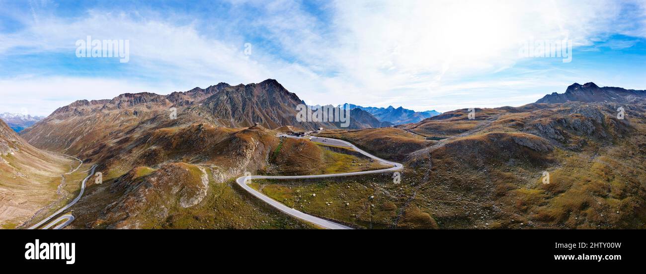 Drone photo, view of the pass summit of the Timmelsjoch High Alpine ...