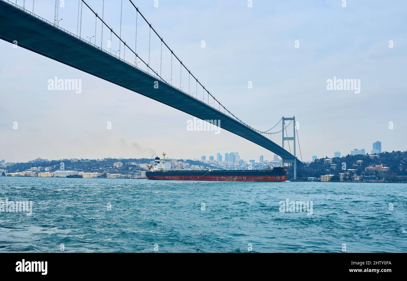cargo ship sails through the Bosphorus Stock Photo - Alamy