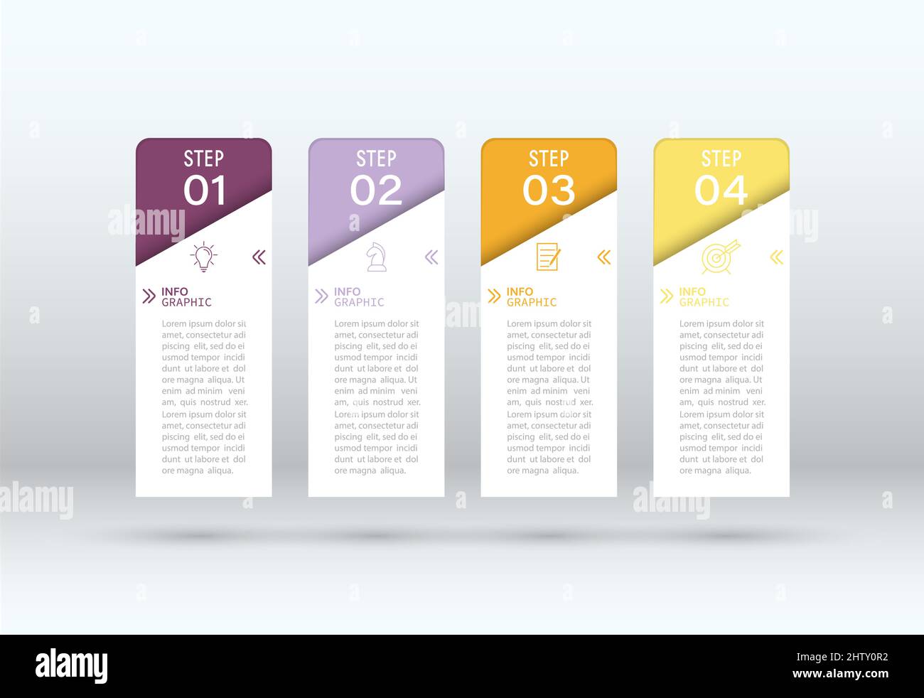 Business infographics. 4 stages of achieving the goal. Stages of the ...