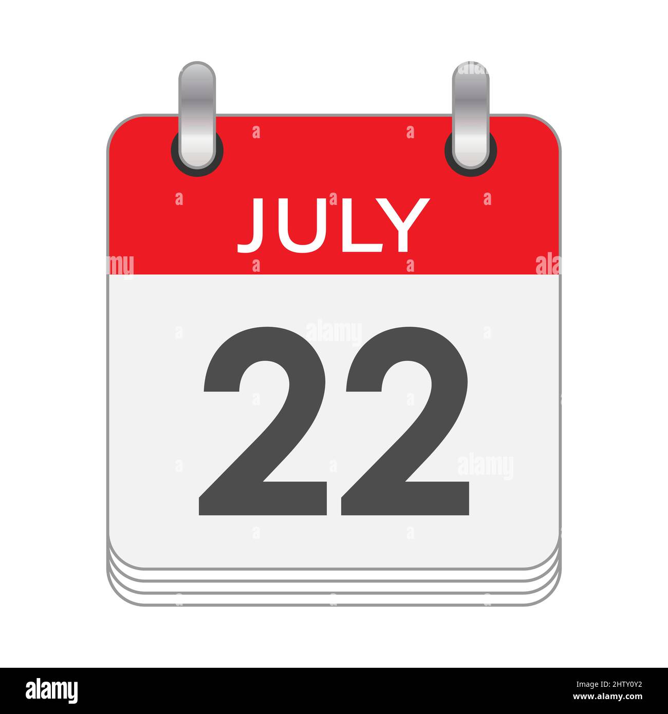JULY 22. A leaf of the flip calendar with the date of JULY 22. Flat ...