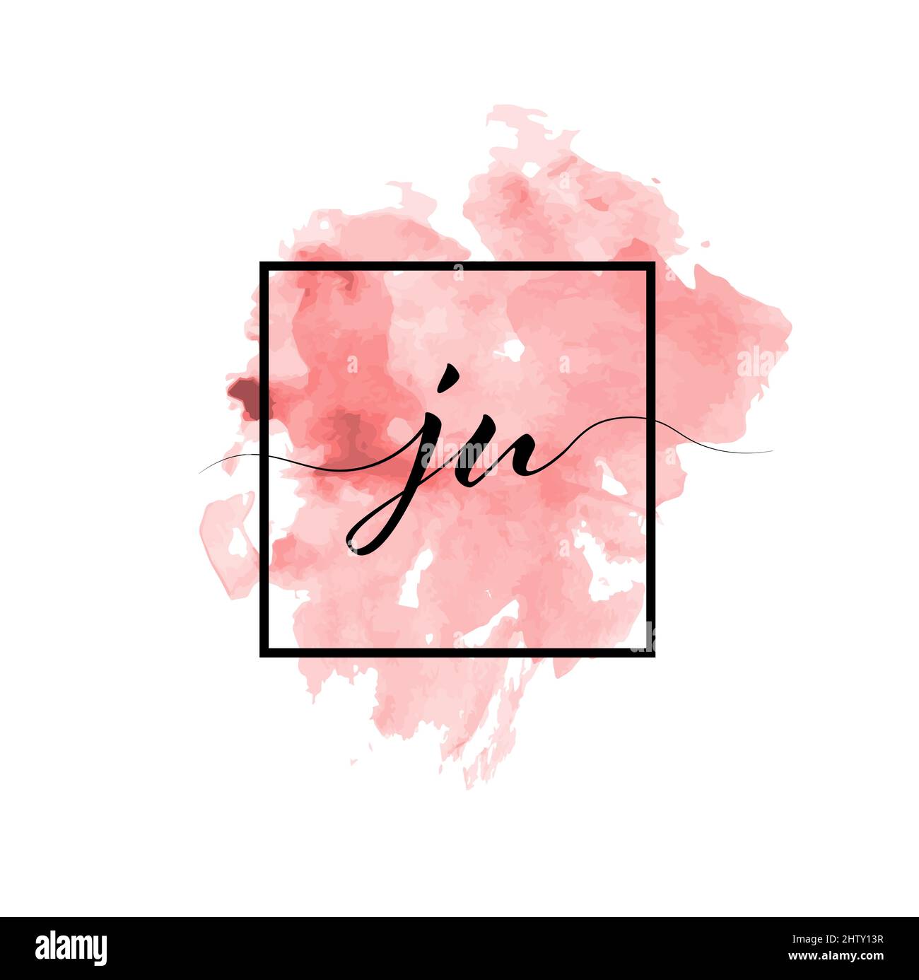 Calligraphic lowercase letters J and U are written in a solid line on a ...