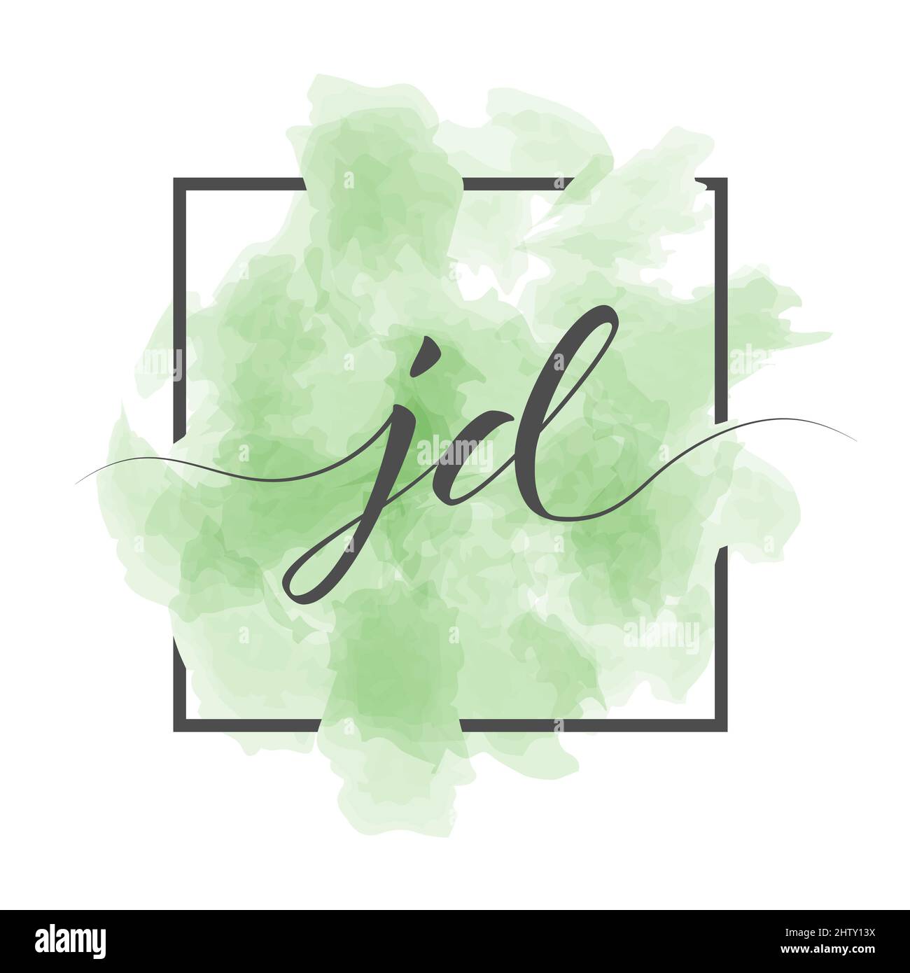 Calligraphic lowercase letters J and D are written in a solid line on a ...