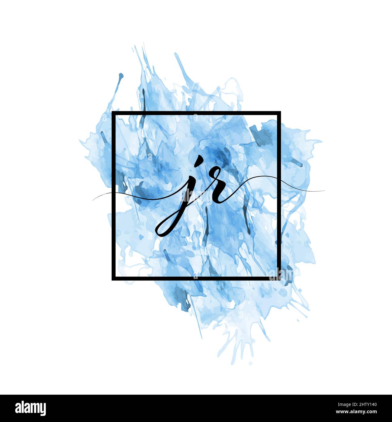 Calligraphic lowercase letters J and R are written in a solid line on a ...