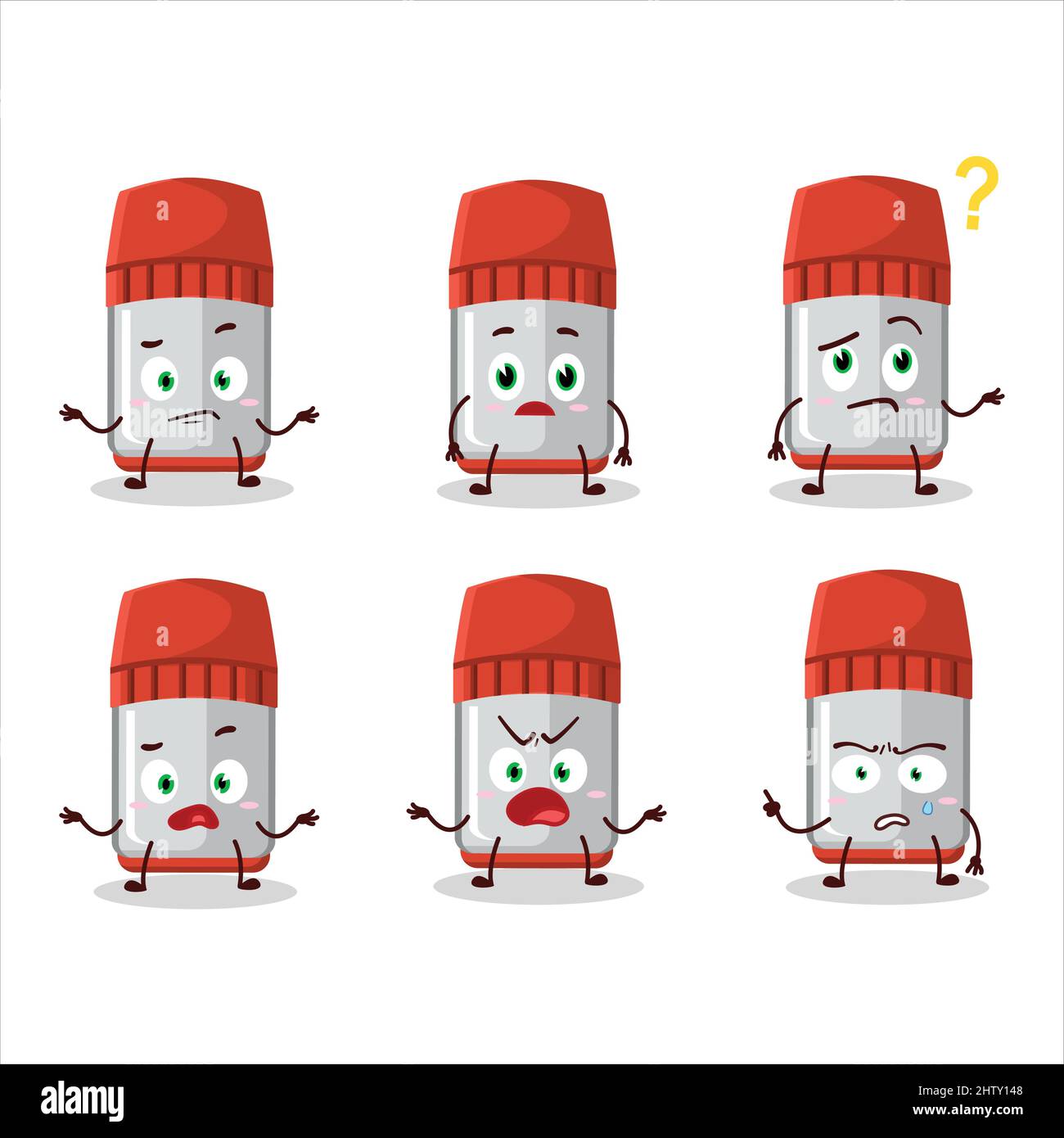 Cartoon character of red whiteboard marker with what expression. Vector ...