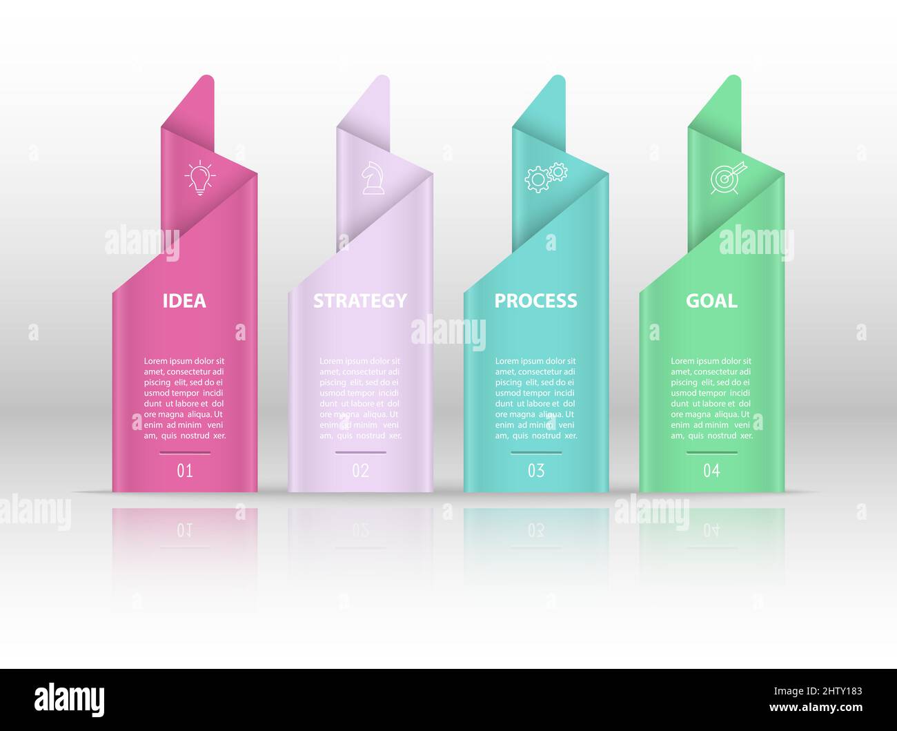 Business infographics. 4 stages of achieving the goal. Stages of the ...