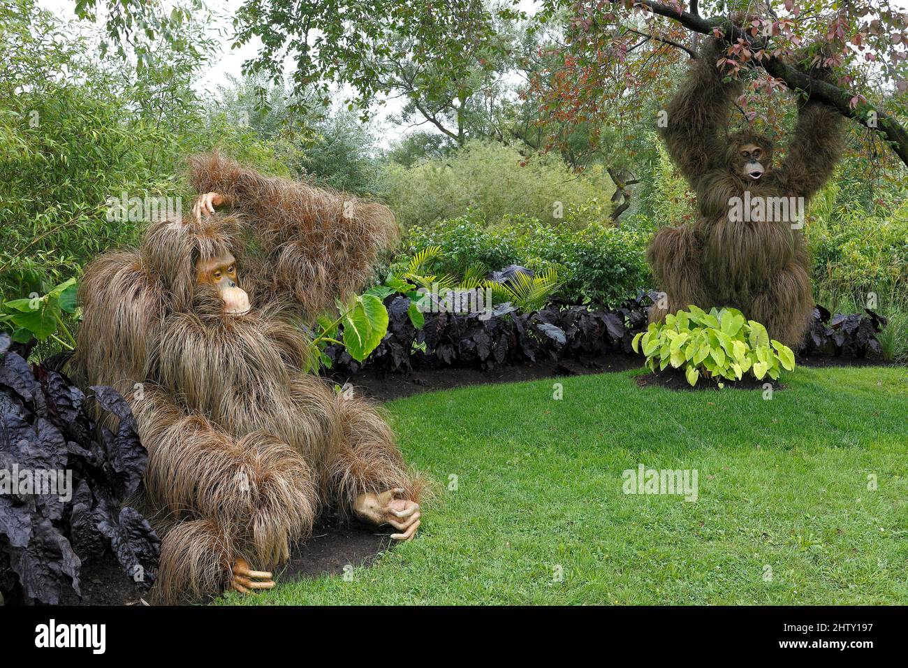 Monkey, plant sculpture, Botanical Garden, Montreal, Province of Quebec ...