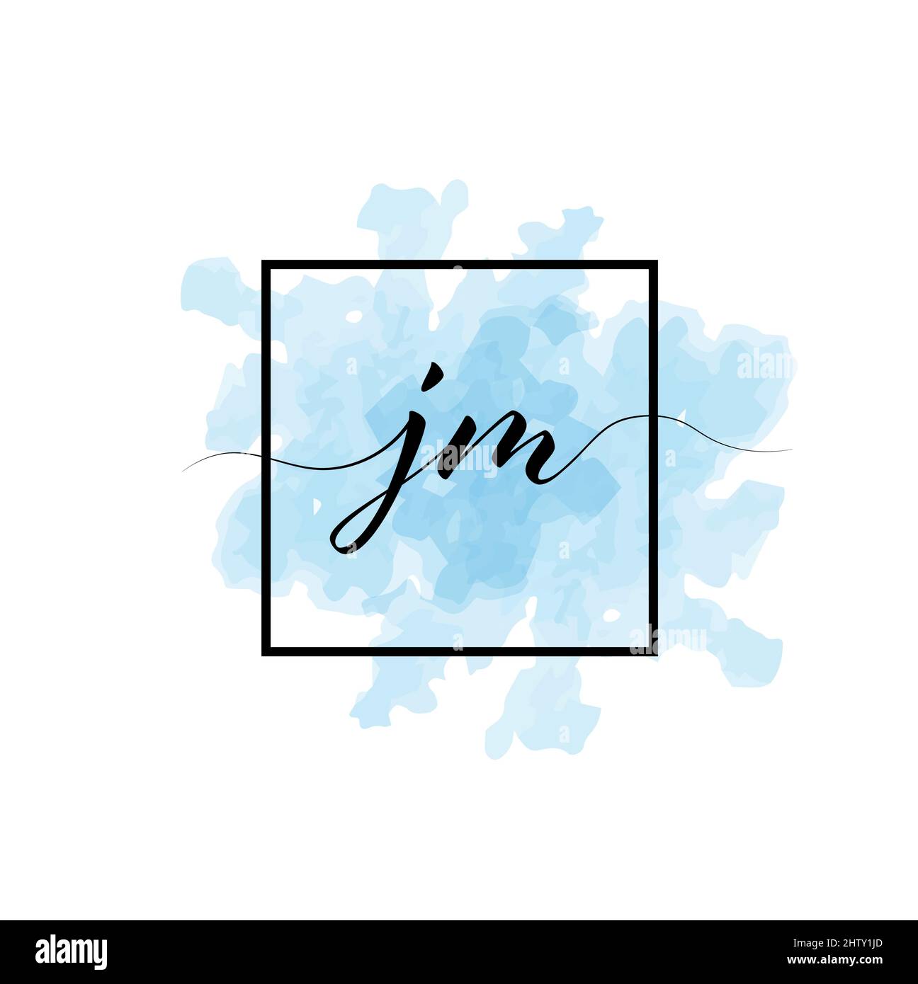 Calligraphic lowercase letters J and M are written in a solid line on a ...