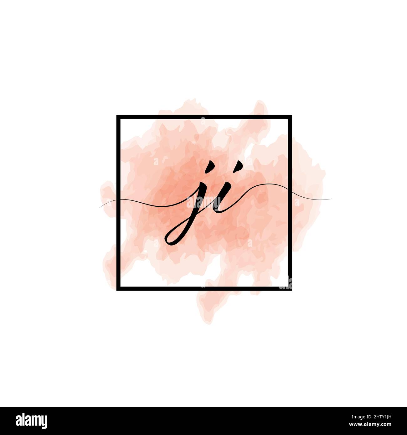 Calligraphic lowercase letters J and I are written in a solid line on a ...