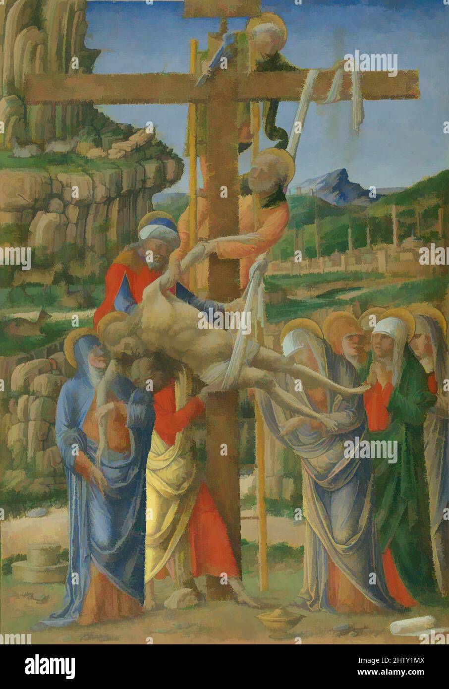 Art inspired by Descent from the Cross, Tempera on parchment, laid down ...