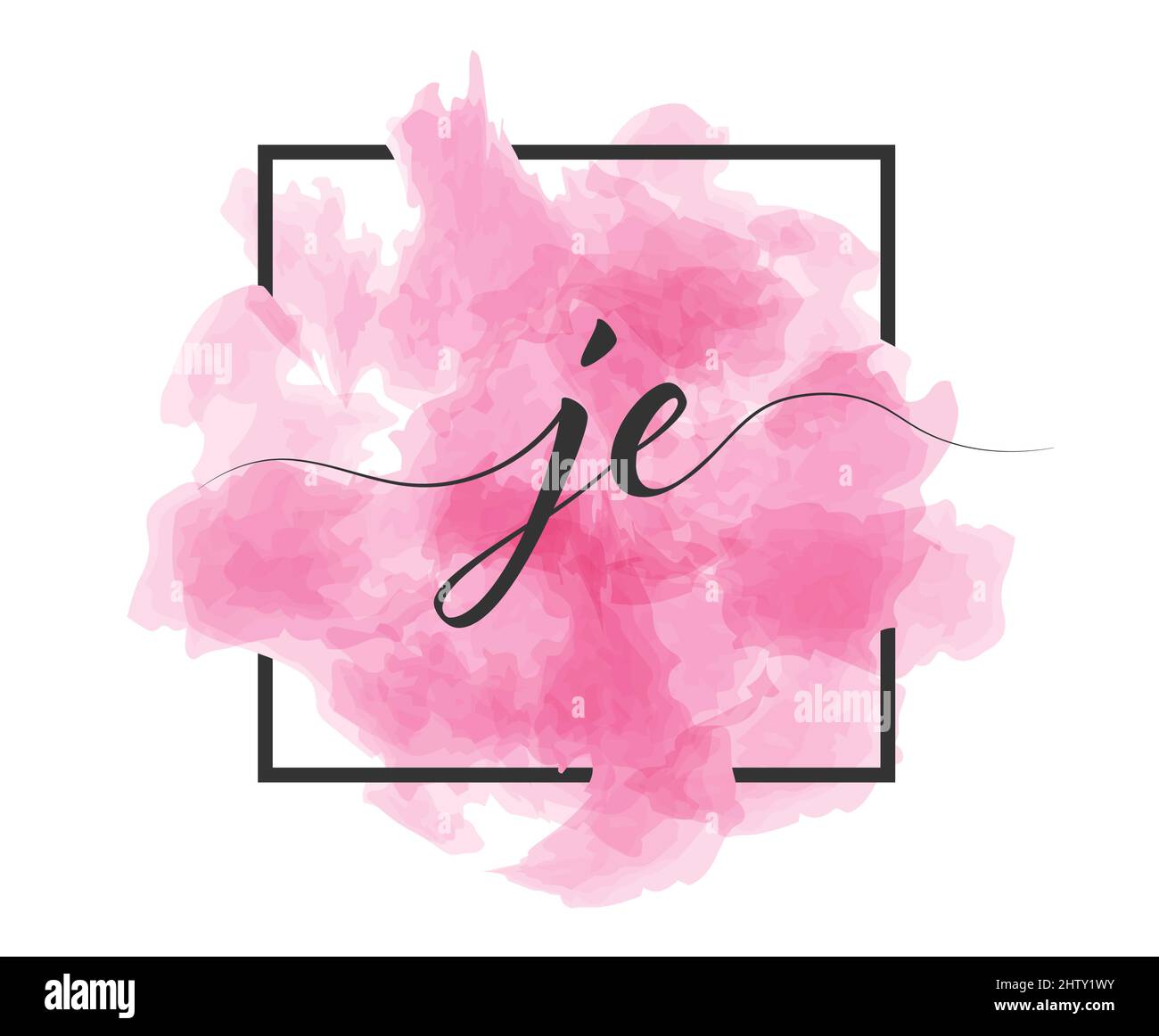 Calligraphic lowercase letters J and E are written in a solid line on a ...
