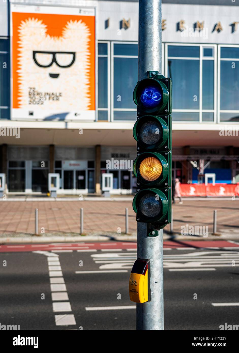 Yellow traffic lights for cyclists, Berlin, Germany Stock Photo - Alamy