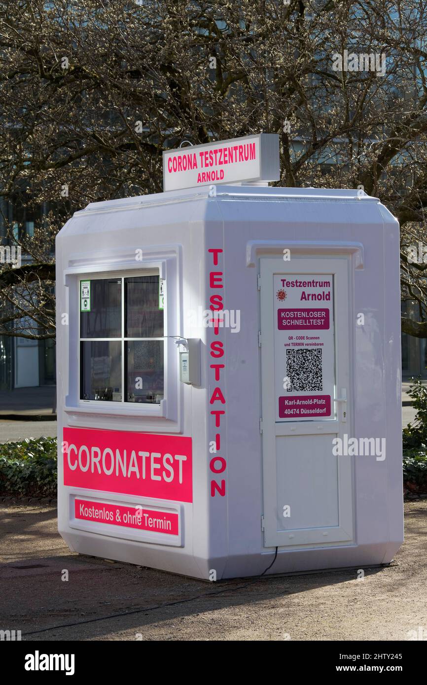 Corona test station in a container, rapid test, Duesseldorf, North ...