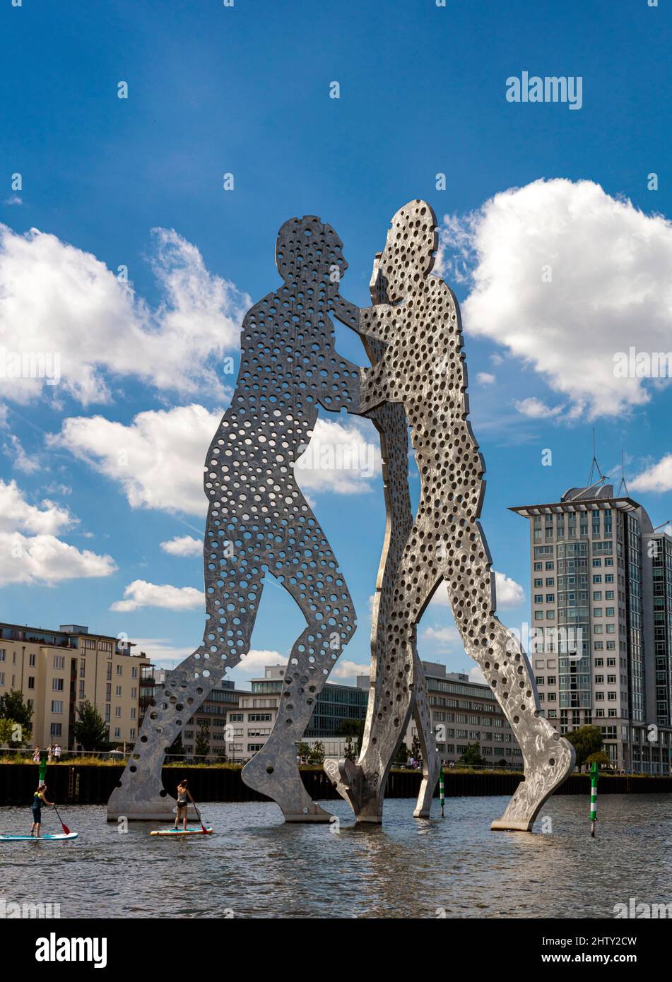 The Molecule Man statue at the Treptowers, Berlin, Germany Stock Photo ...