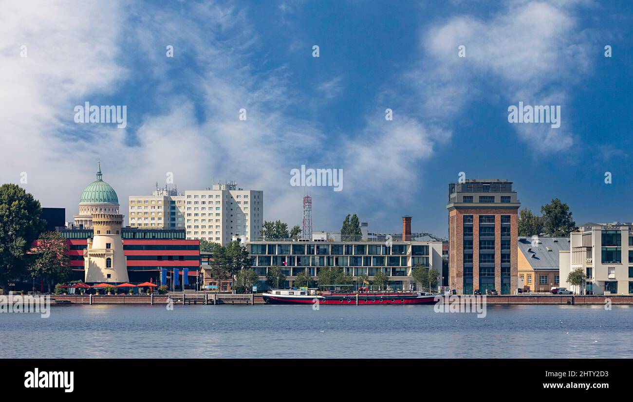 Architecture at Schiffbauergasse on Tiefen See, Potsdam, Brandenburg ...