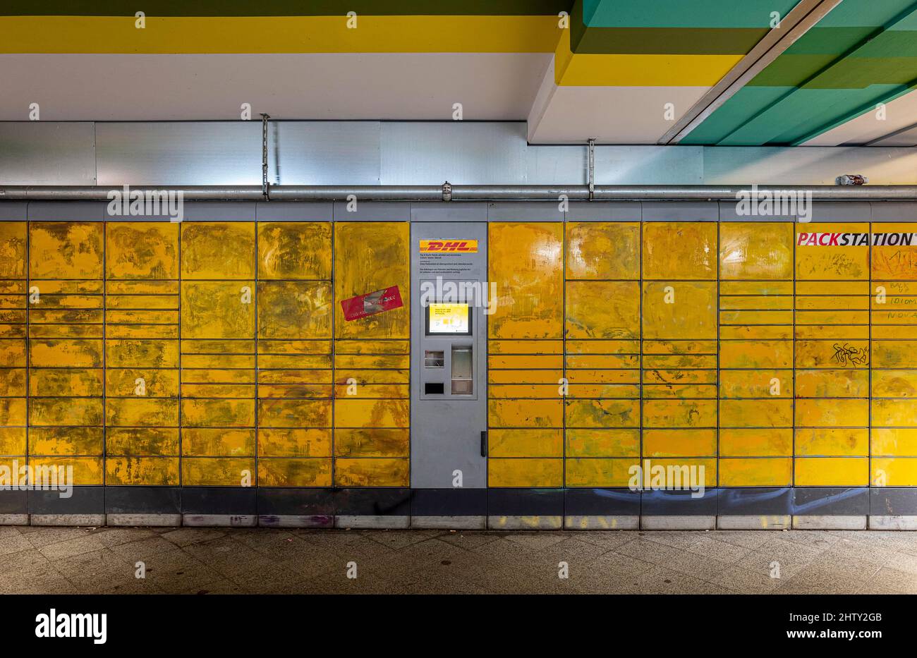 Dirty packing station at Steglitz station, Berlin, Germany Stock Photo ...