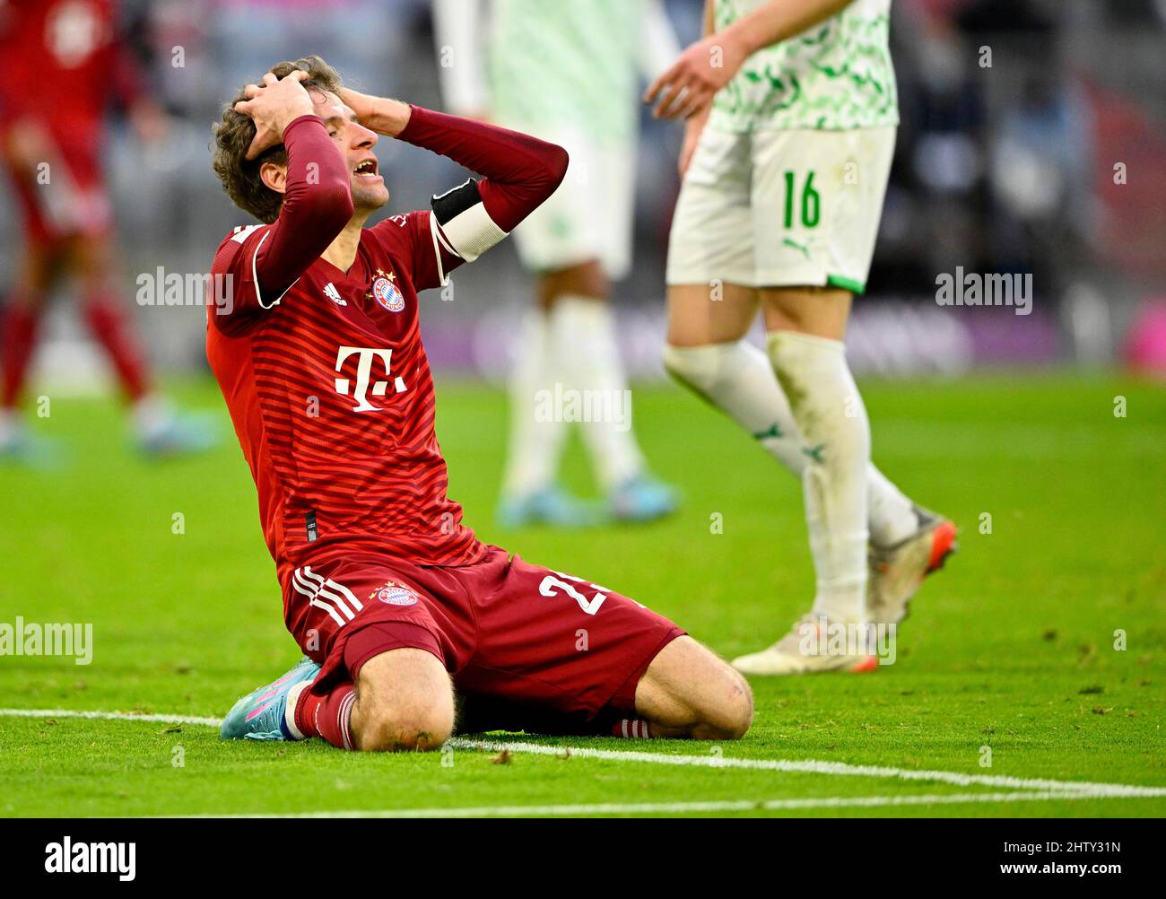 Thomas Mueller FC Bayern Munich FCB disappointed, Allianz Arena, Munich ...