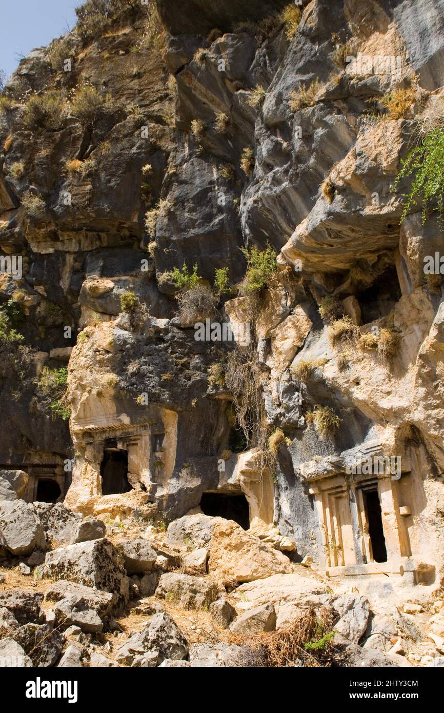 Pinara, rock necropolis, burial caves, Lycia, Turkey Stock Photo - Alamy