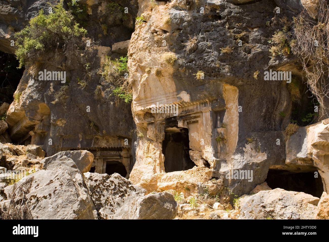 Pinara, rock necropolis, burial caves, Lycia, Turkey Stock Photo - Alamy