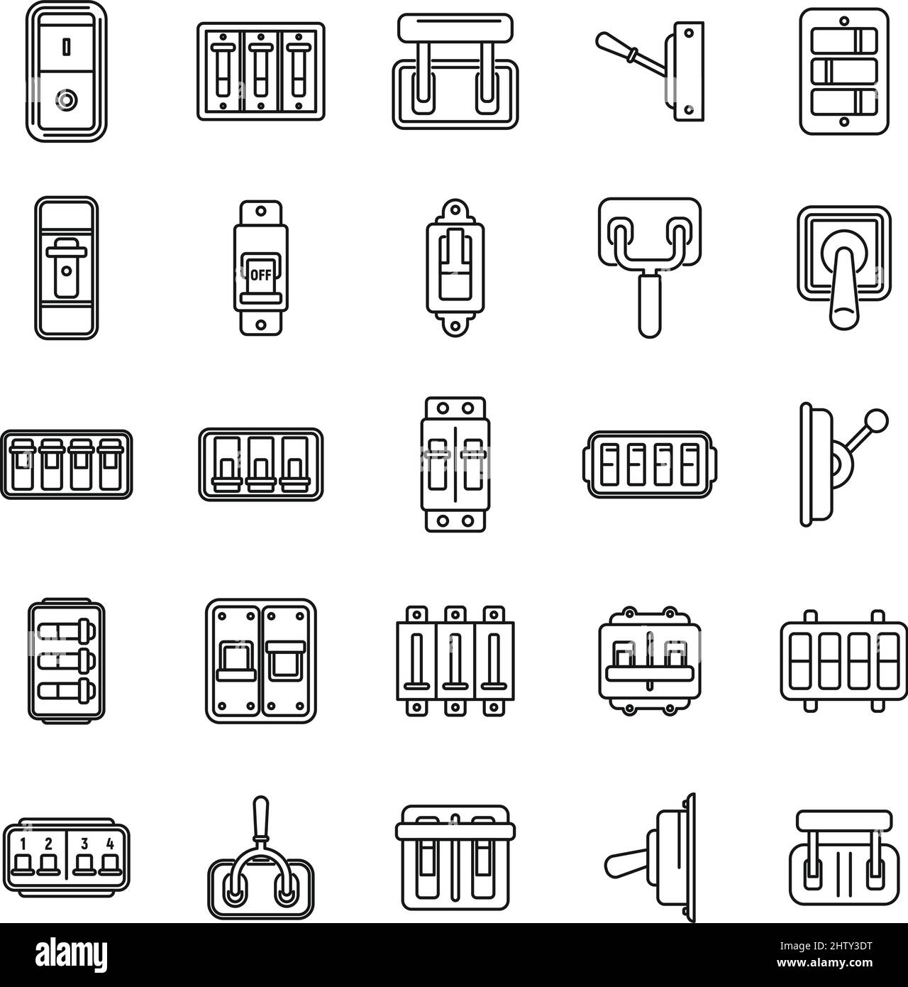 Breaker switch icons set outline vector. Cable chopper Stock Vector ...