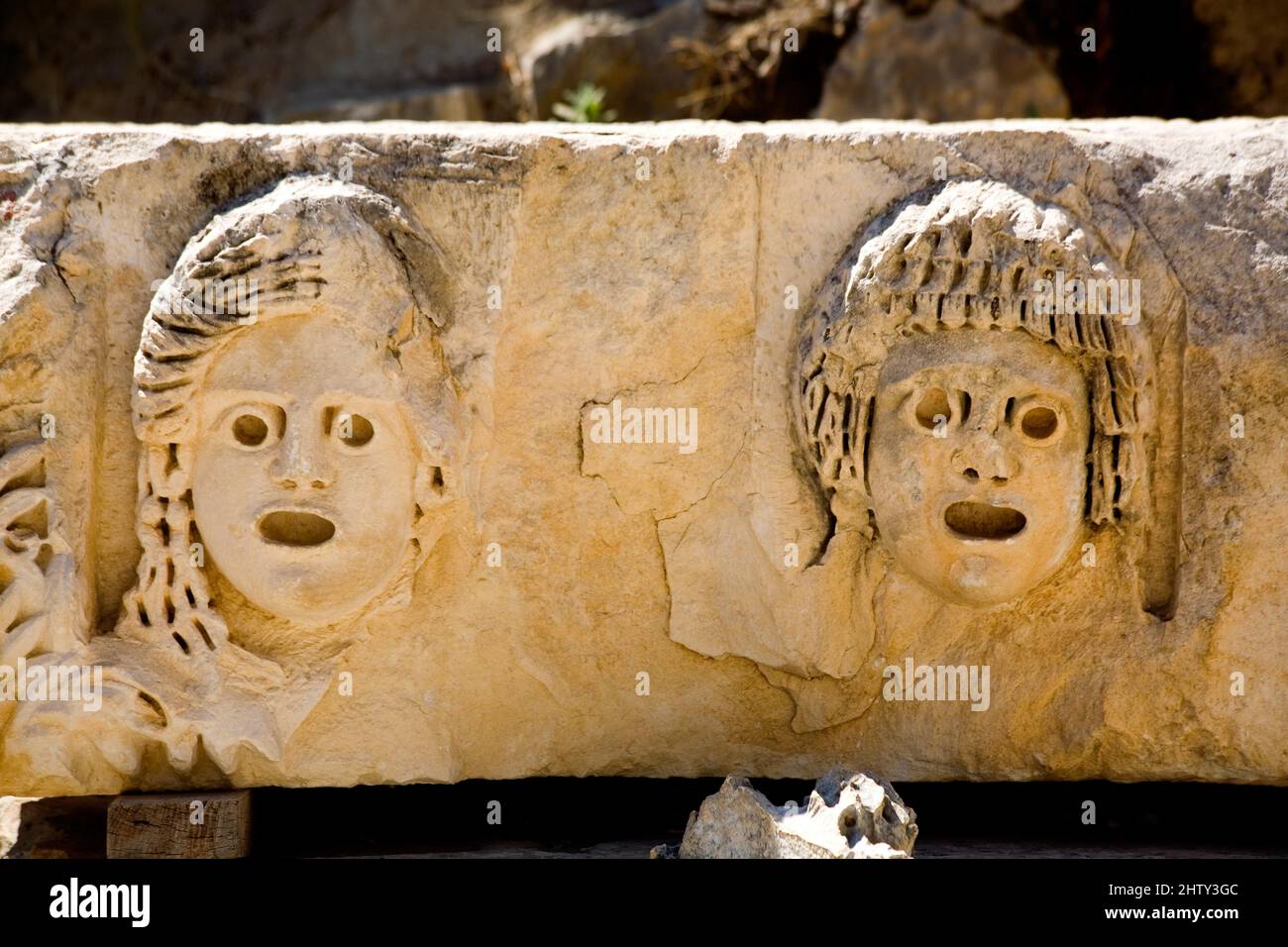 Myra, amphitheatre with mask frieze of the Roman stage building, Lycia ...
