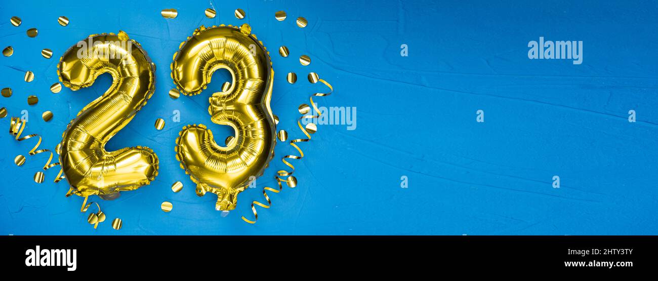 golden foil balloon number twenty three. Birthday or anniversary card ...