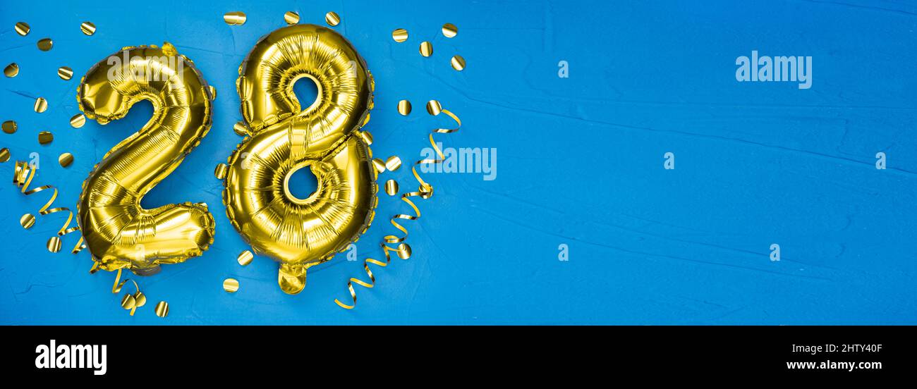 golden foil balloon number twenty eight. Birthday or anniversary card ...
