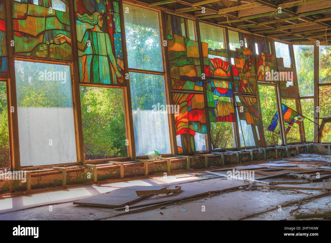 Lost Place, Colourful Windows, Cafe Pripyat, Pripyat, Chernobyl ...