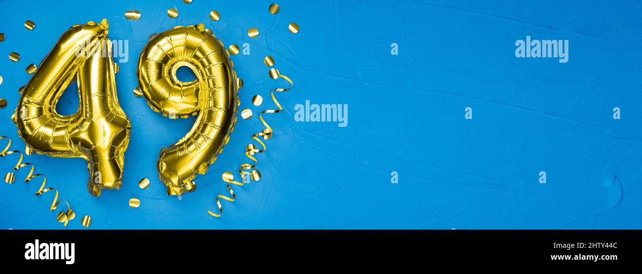 golden foil balloon number forty nine. Birthday or anniversary card ...