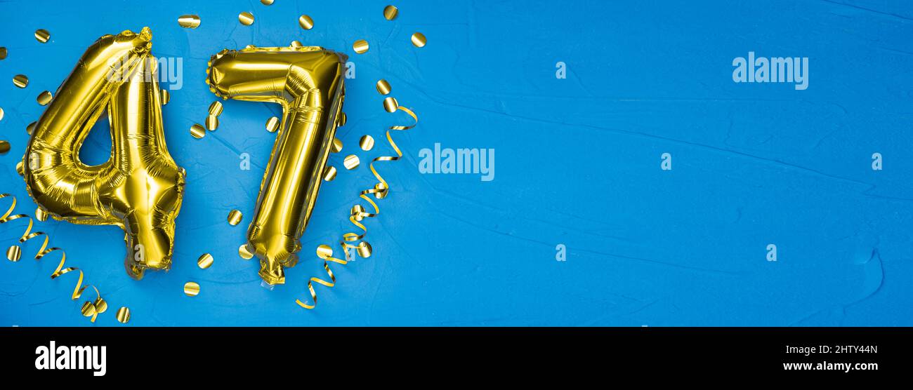 golden foil balloon number forty seven. Birthday or anniversary card ...