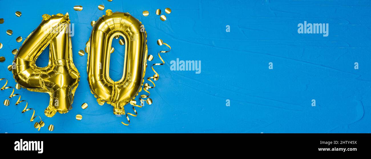 gold foil balloon number forty. Birthday or anniversary card with ...