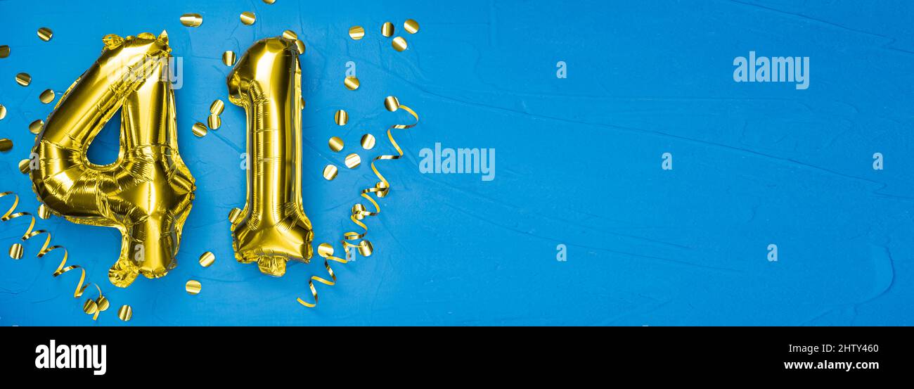 gold foil balloon number forty one. Birthday or anniversary card with ...