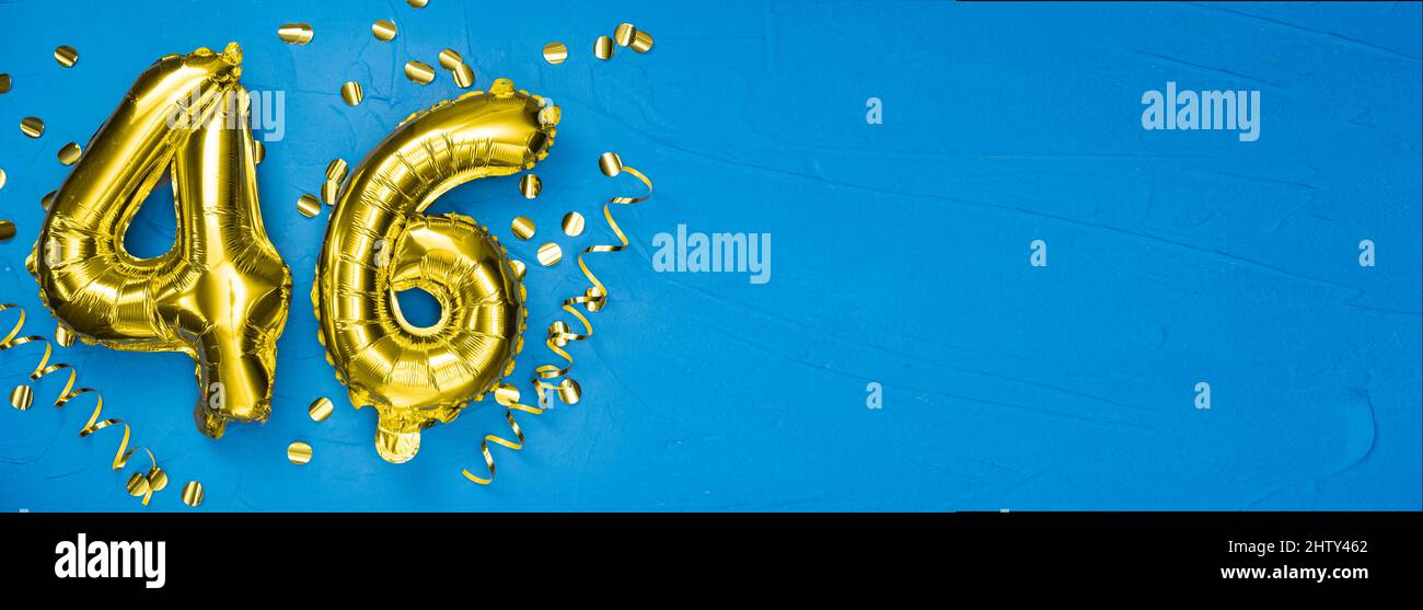 golden foil balloon number forty six. Birthday or anniversary card with ...