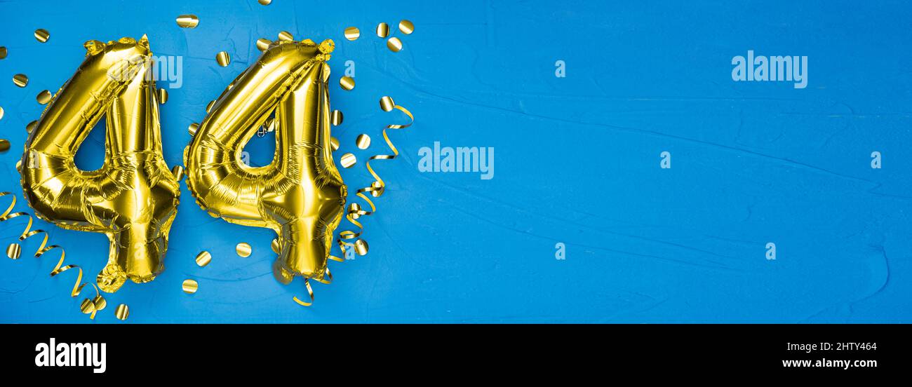 gold foil balloon number forty four. Birthday or anniversary card with ...