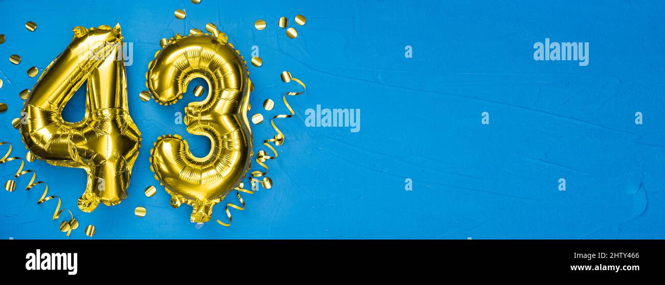 golden foil balloon number forty three. Birthday or anniversary card ...
