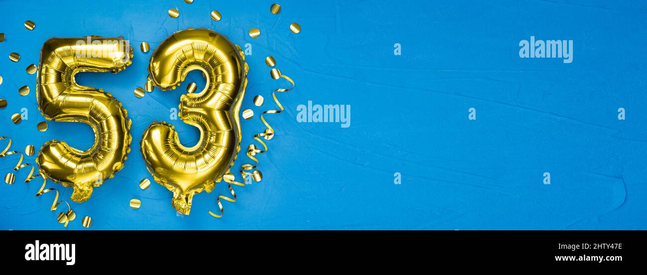golden foil balloon number fifty three. Birthday or anniversary card ...