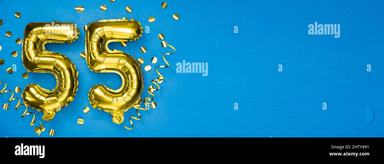 golden foil balloon number fifty five. Birthday or anniversary card ...
