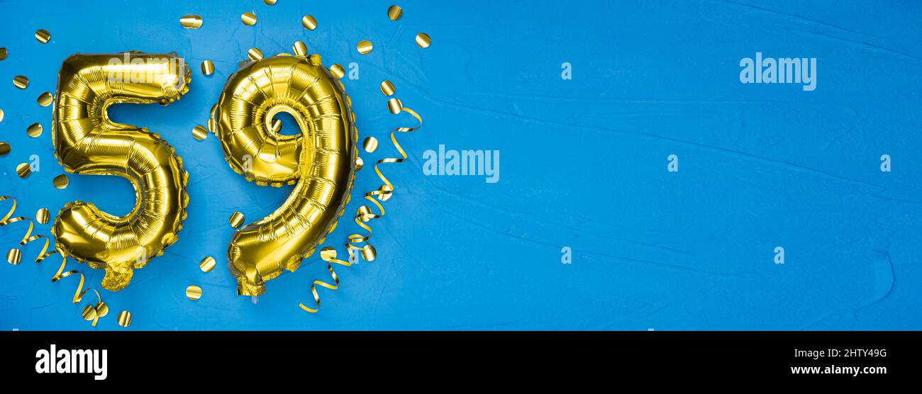 golden foil balloon number fifty nine. Birthday or anniversary card ...