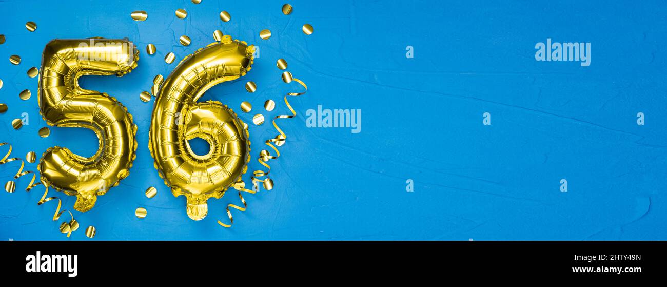 golden foil balloon number fifty six. Birthday or anniversary card with ...
