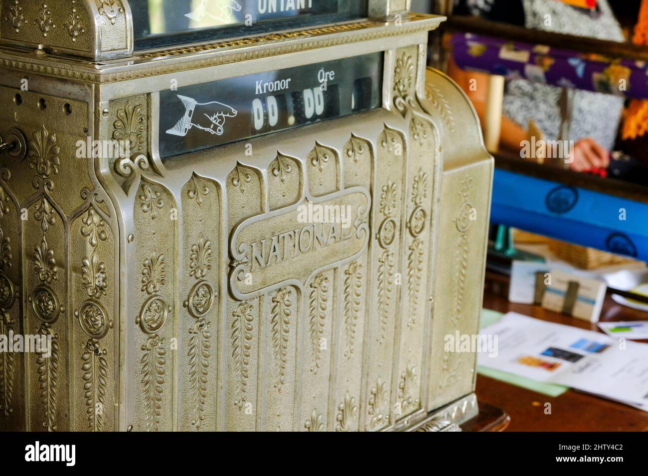 Old Swedish cash register for Kronrn and Oere, Vaermland, Sweden Stock ...