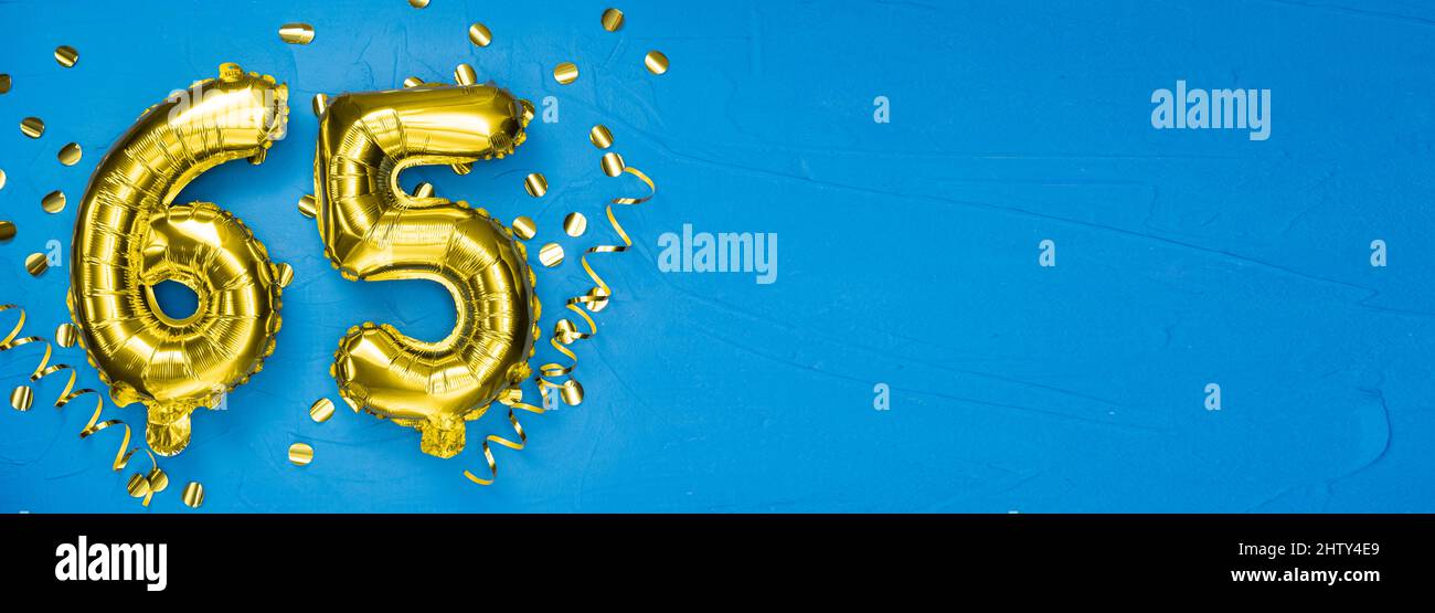 golden foil balloon number sixty five. Birthday or anniversary card ...
