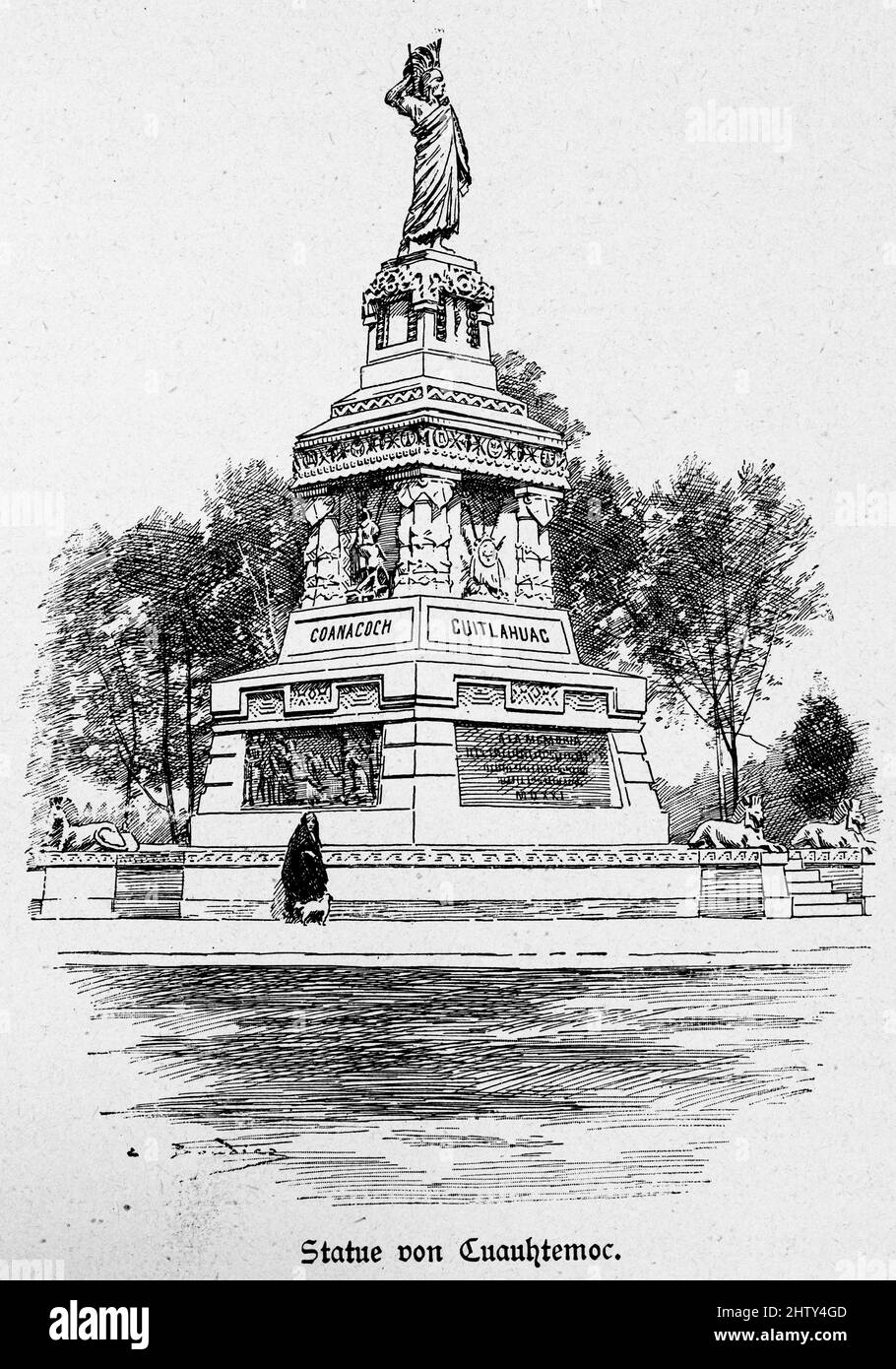 Statue of Cuauhtemoc, ruler of the Aztecs in the 16th century, monument ...