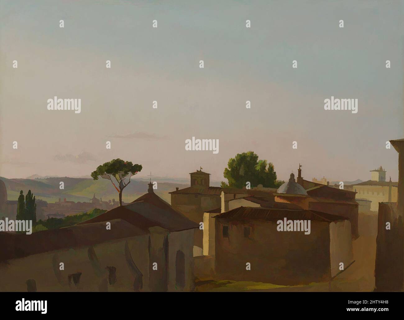 Art inspired by View on the Quirinal Hill, Rome, 1800, Oil on paper ...